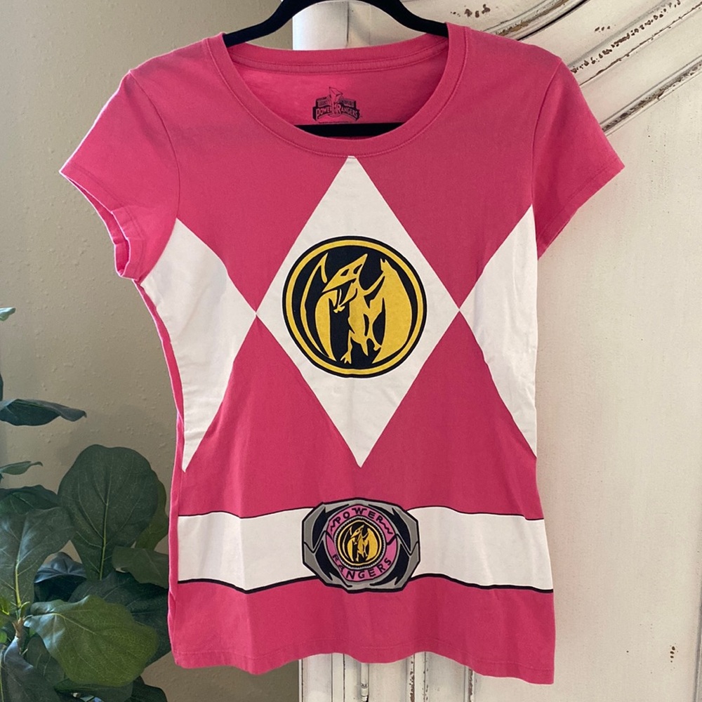 Mighty Morphin Pink Power Ranger Tee, Juniors Size La… - Gem